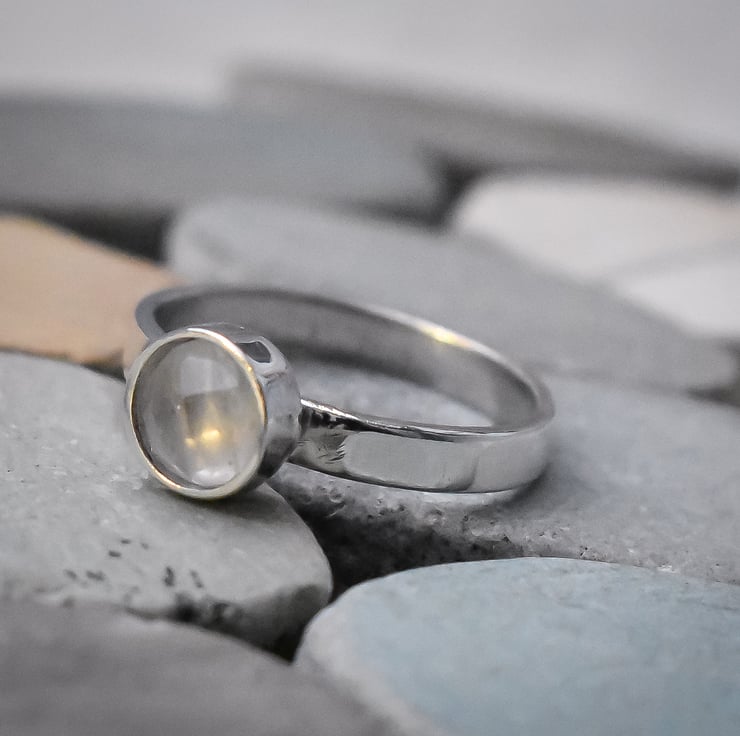 Moonstone Stacking Ring, Argentium (Sterling) S... - Folksy
