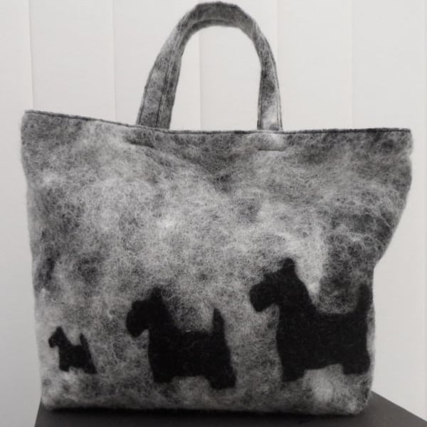 Felted Handbag with Scottie Dogs - Folksy