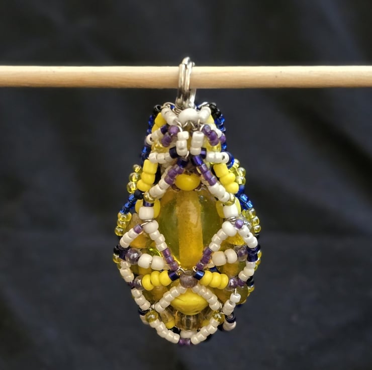 Yellow Glass Double Sided Pendant - Folksy