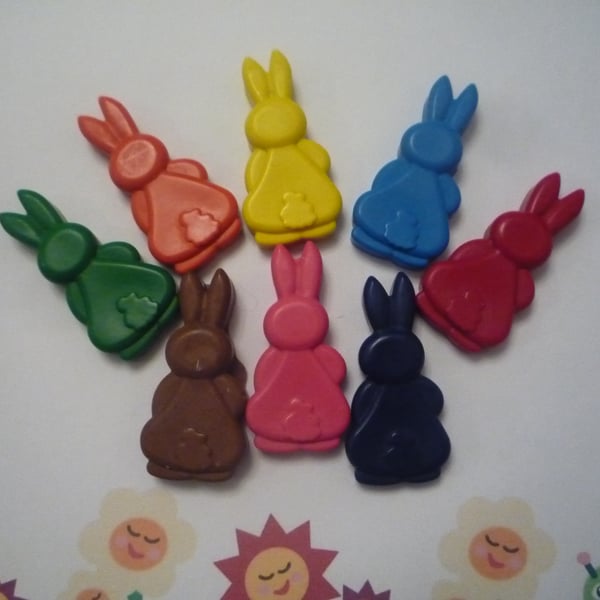bunny shaped novelty wax crayons x 8 crayons - Folksy