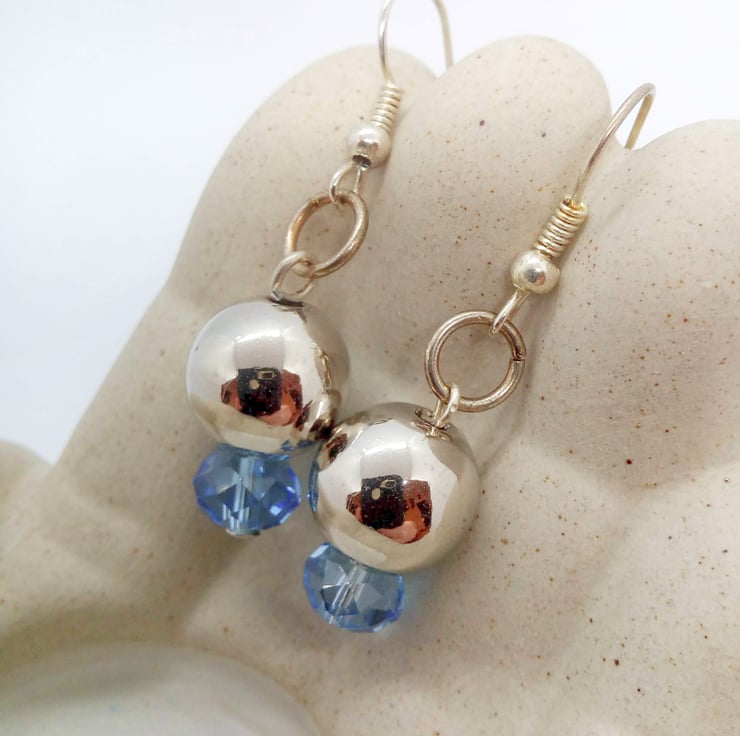 Earrings With a Silver Bead and a Crystal Bead ... - Folksy