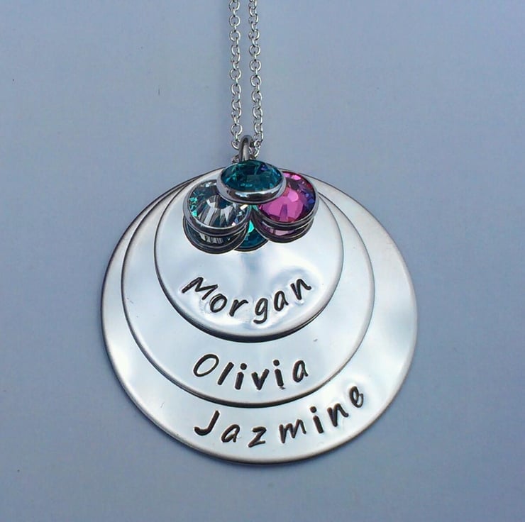Hand Stamped personalised triple stacked name n... - Folksy