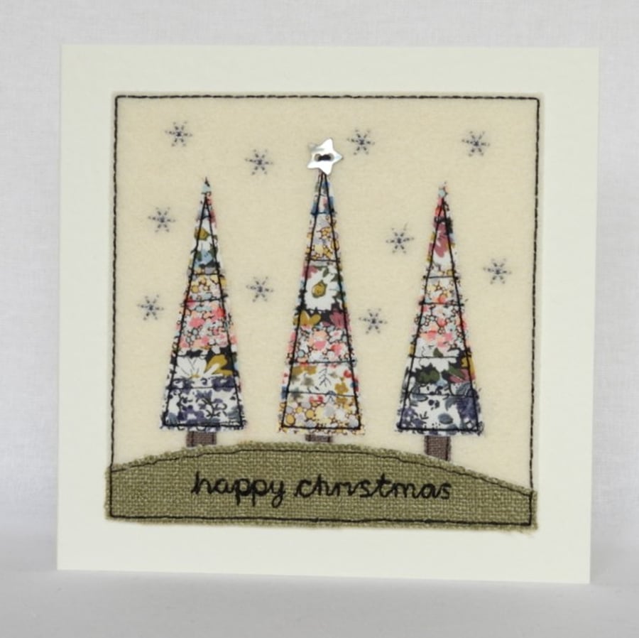 Liberty Trees Christmas Card - Textile Christma... - Folksy