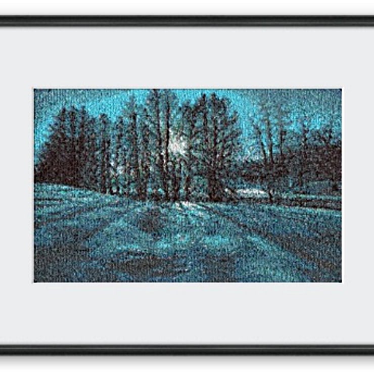 Blue Moon Beautiful, mounted, machine embroider... - Folksy