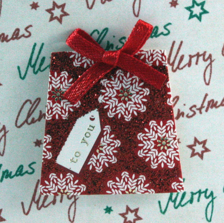Handmade upcycled Christmas card - Folksy