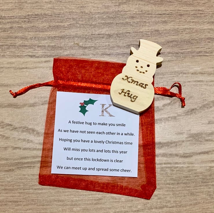 A little festive hug token, pocket hug for Chri... - Folksy