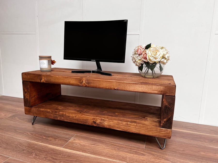 Chunky 3" Industrial TV Stand Solid Reclai... - Folksy