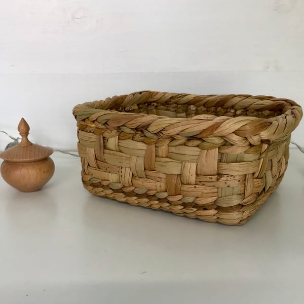 Rush Rectangular Storage Basket - Handmade in C... - Folksy