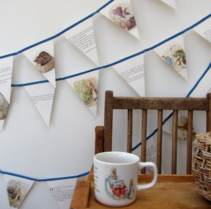 Paper bunting - The Tale of Benjamin Bunny - Folksy