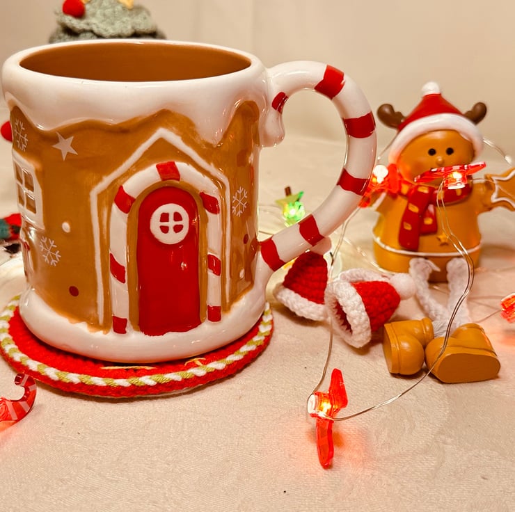 Knitted Christmas Coasters-Christmas scene - Folksy