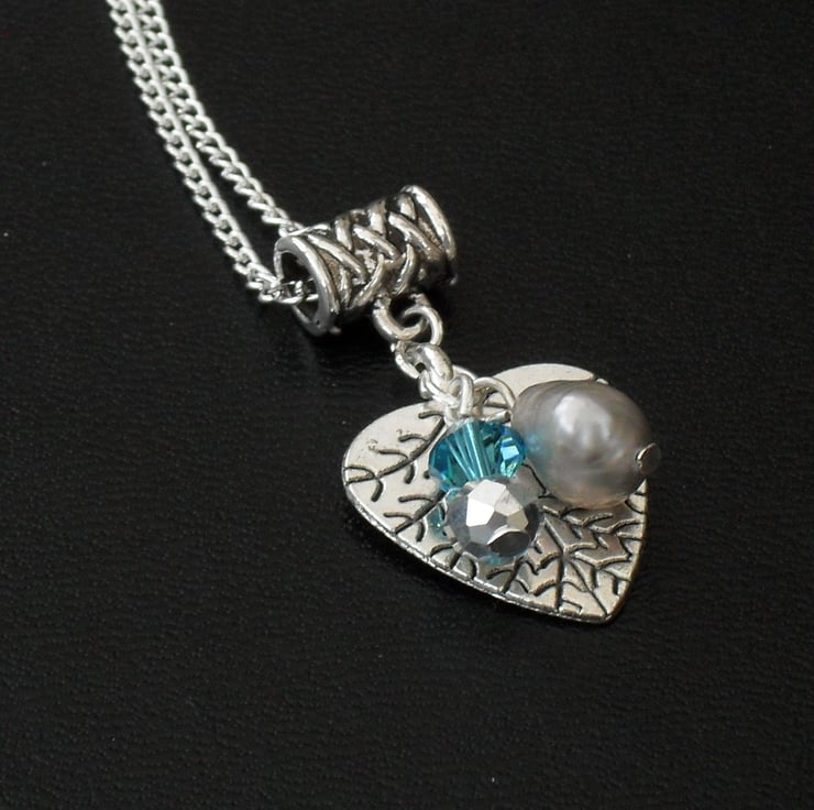 Handmade crystal and pearl charm necklace, with... - Folksy