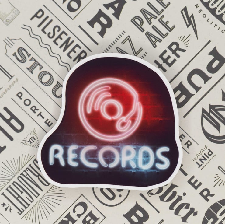 Neon Records Sign Stickers - Folksy
