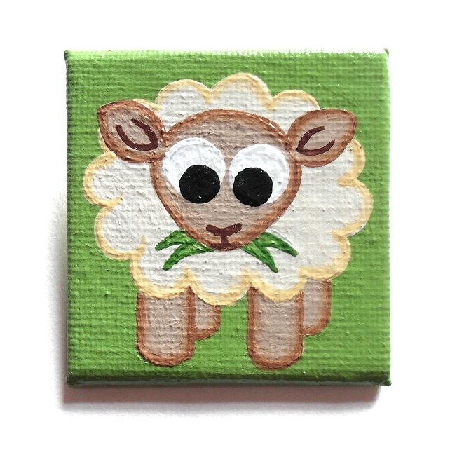 Cute Sheep Magnet - original hand painted fridg... - Folksy