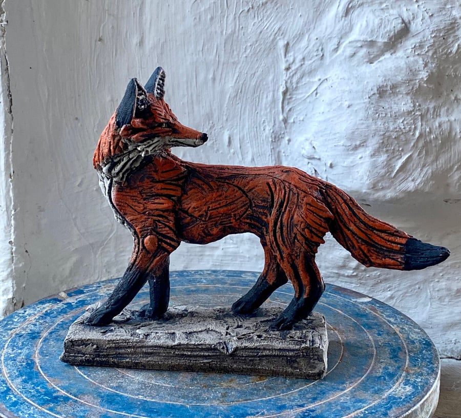 Fox sculpture in ceramic - Folksy