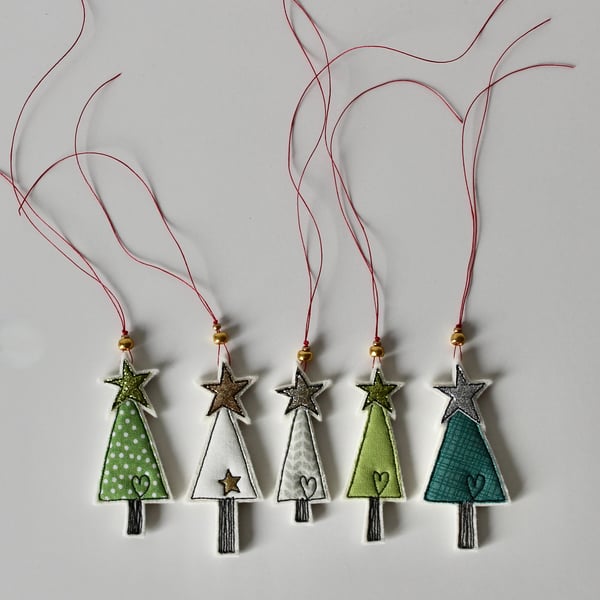 'Christmas Tree Parcel Toppers' - Pack of 5 - Folksy