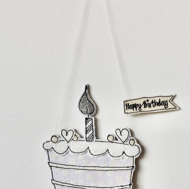 Happy Birthday Cake - Hanging Decoration - Folksy