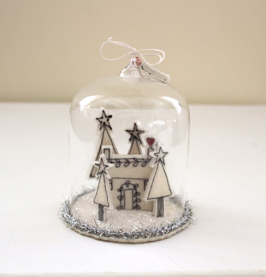 'Home for Christmas' - Glass Dome Decoration - Folksy