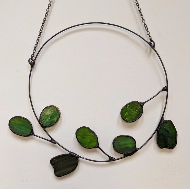 Stained Glass Wreath, Glass Leaves Letterbox Gi... - Folksy