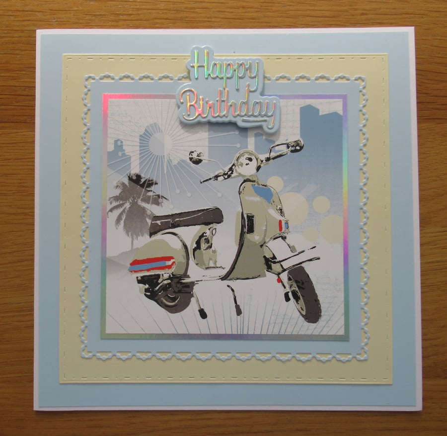 Vespa Scooter - Large Birthday Card (19x19cm) - Folksy