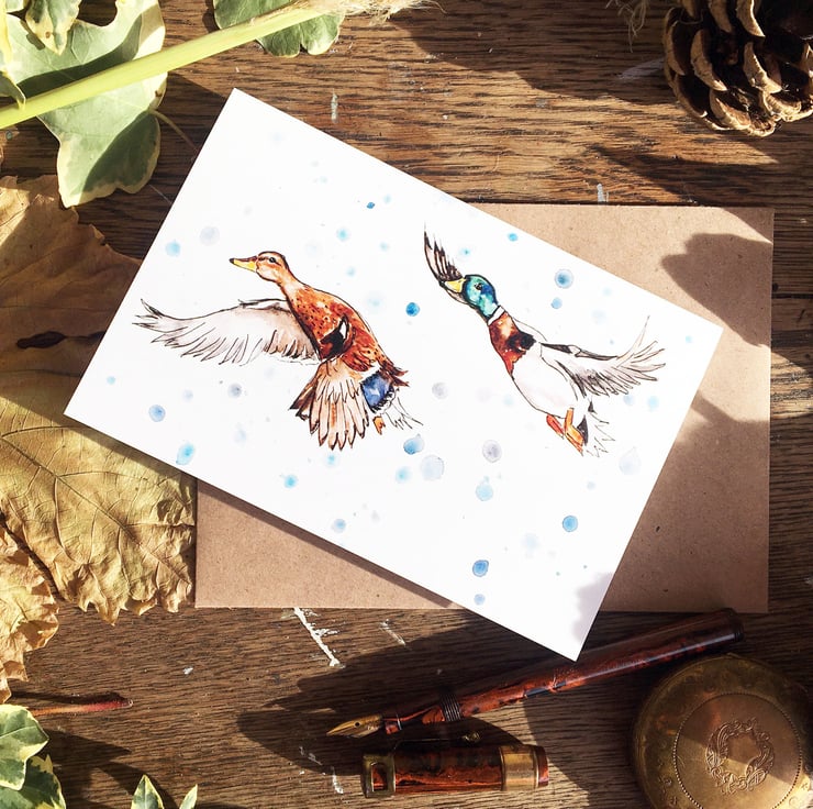 Flying Duck Card Duck Greeting Birthday Thank y... - Folksy