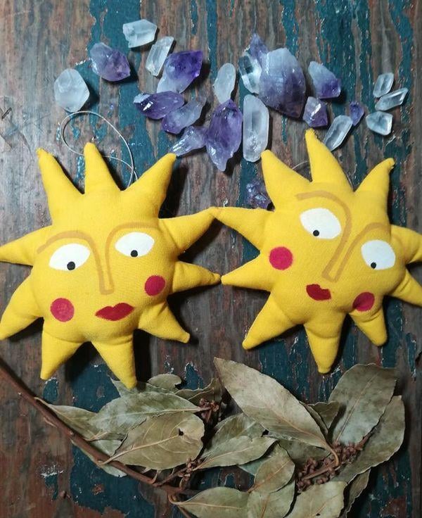 Mini sun decoration, wall hanging, textile art,... - Folksy