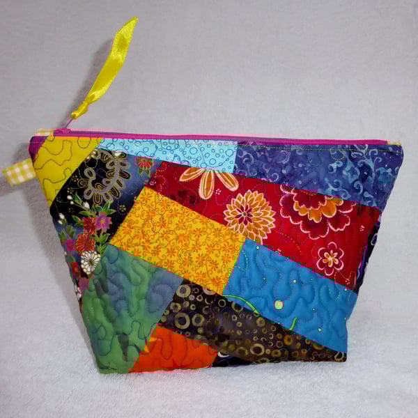 Crazy Patchwork Project Holder. Lined Purse. Zi... - Folksy