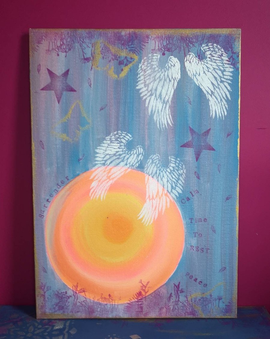 Angel painting, angelic art, angel altar, angel... - Folksy