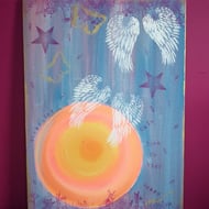 Angel painting, angelic art, angel altar, angel... - Folksy