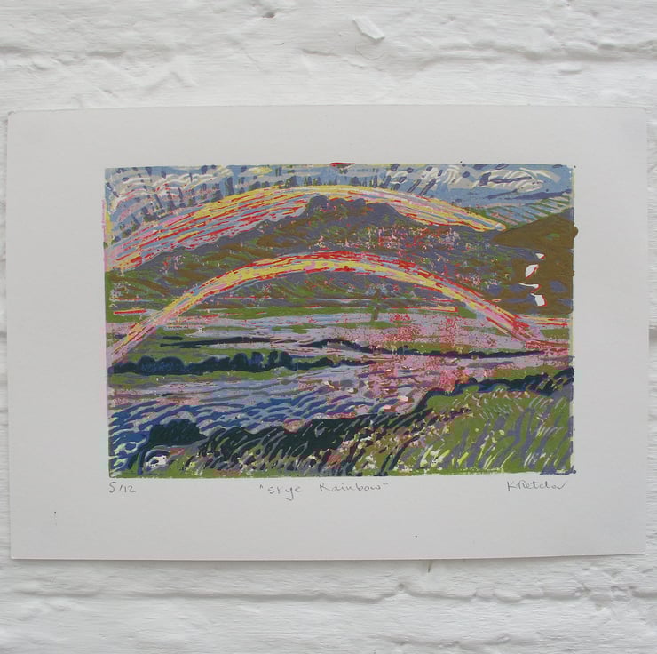 Skye Rainbow, Scotland - Original Hand Pressed ... - Folksy