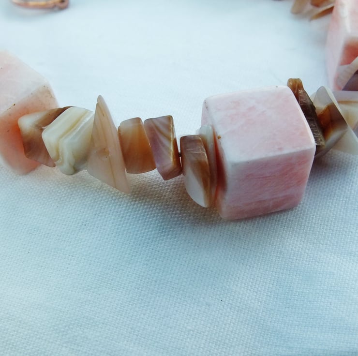 Shell Bracelet Pink and Cream Shell Rose Gold P... - Folksy