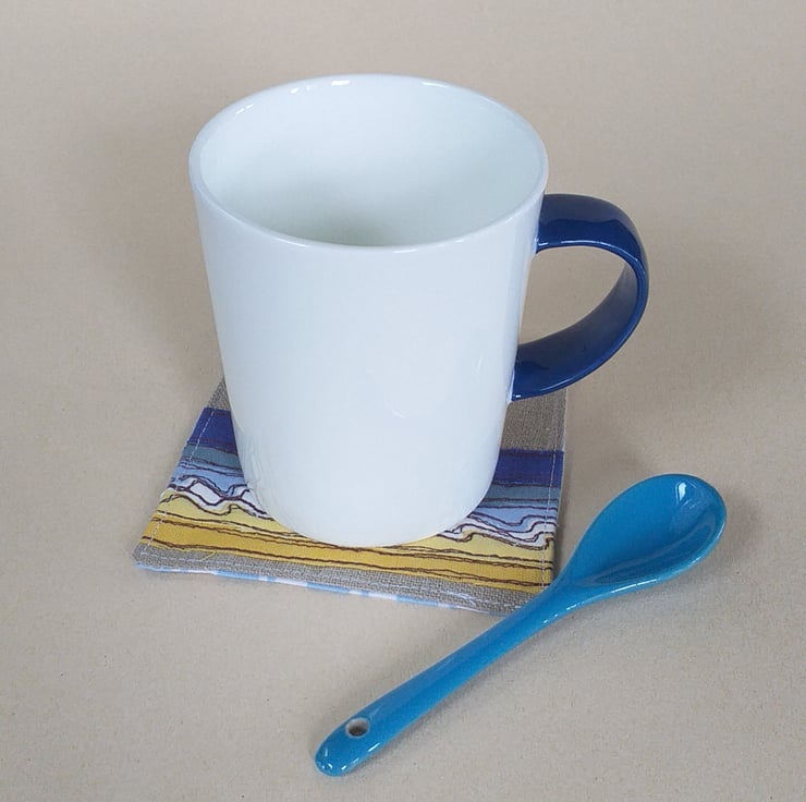 Fabric Coasters with Embroidered Seascape, Set ... - Folksy