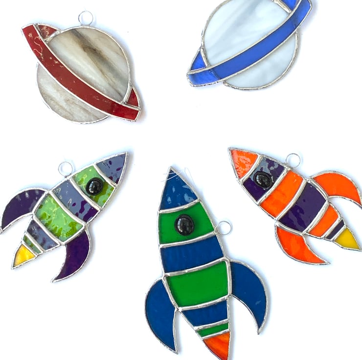 Stained Glass Small Rocket Suncatcher - Hanging... - Folksy