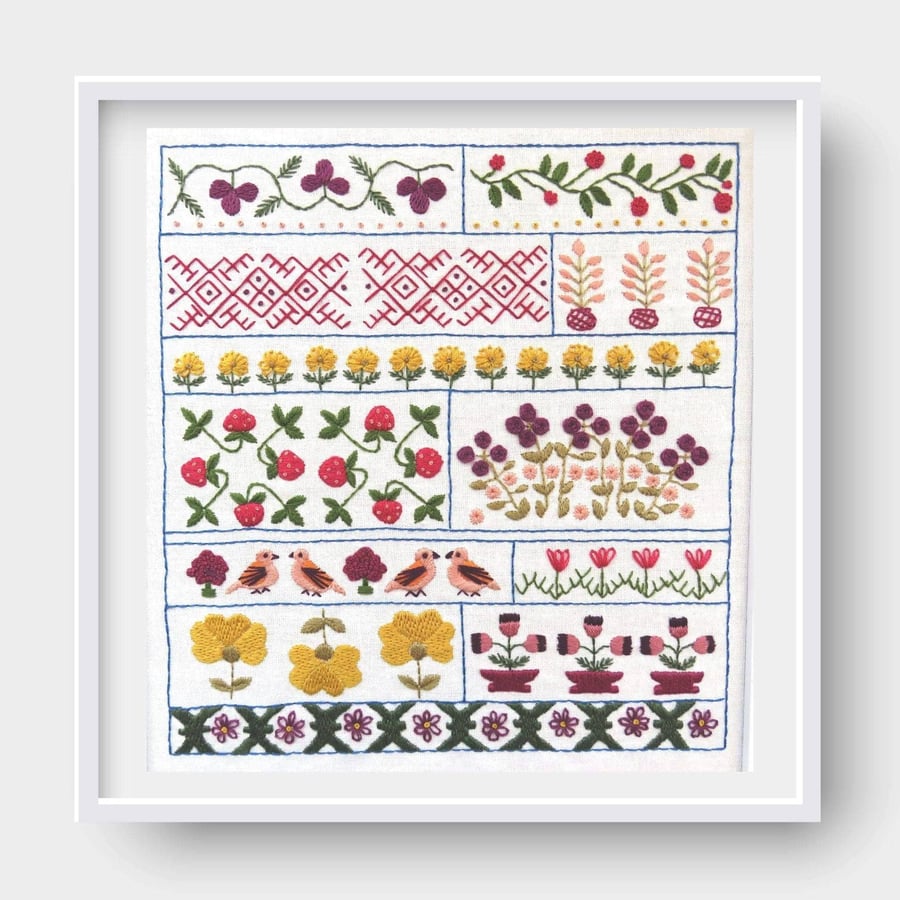 Spring Sampler Hand Embroidery PDF Pattern - Folksy
