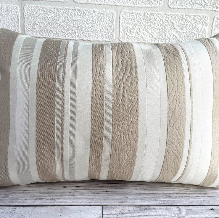 Cream and Beige Rectangular Cushion with Leaves... - Folksy