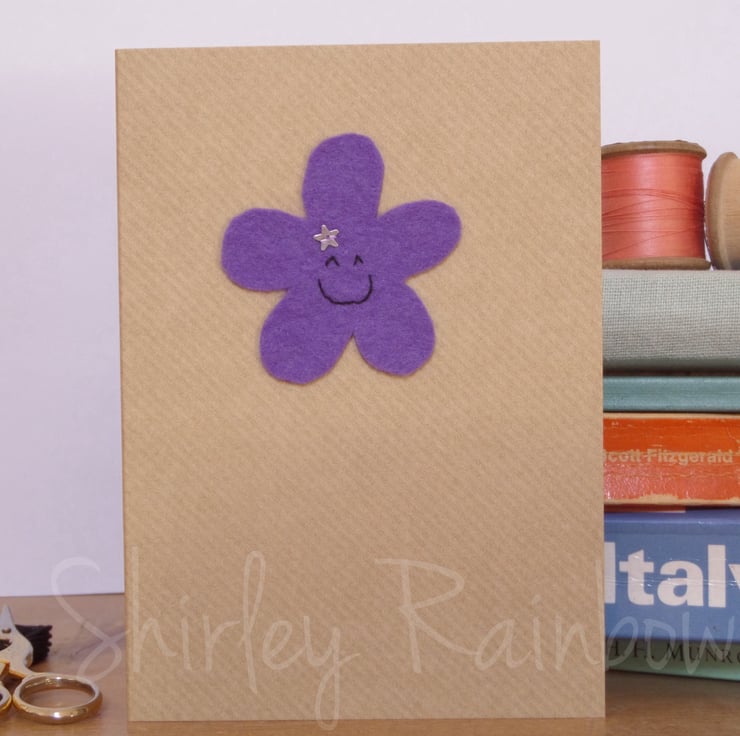 Happy Face Card- Flower - Folksy