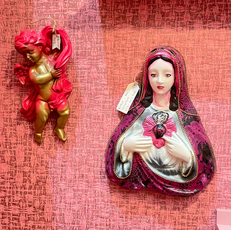 Kitsch Purple and Black Virgin Mary Wall Hangin... - Folksy