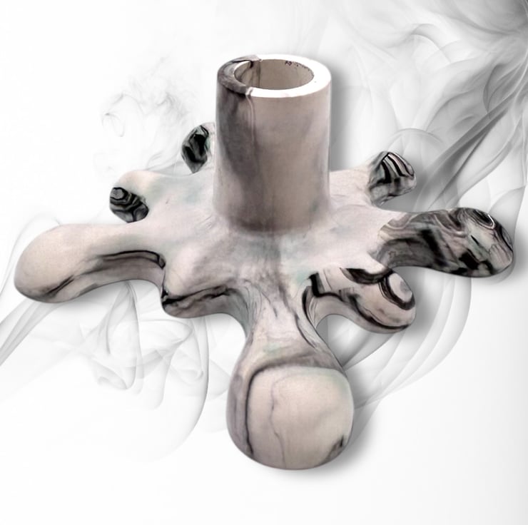Modern Candlestick - Smoky Grey Splat Shaped Ma... - Folksy