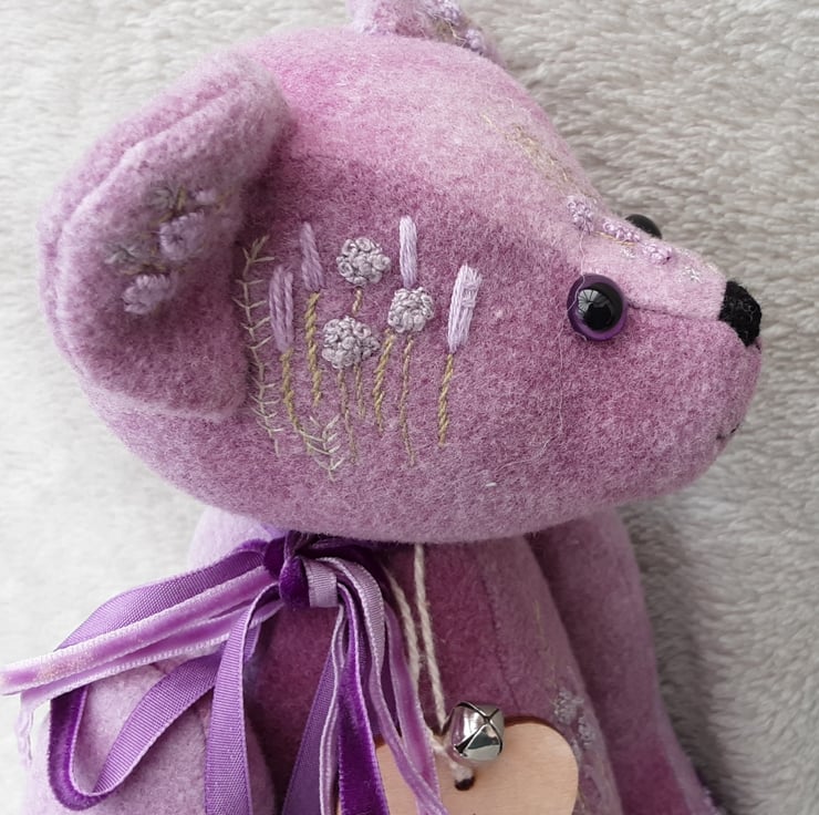 Hand embroidered Artist Bear, unique Hand dyed ... - Folksy