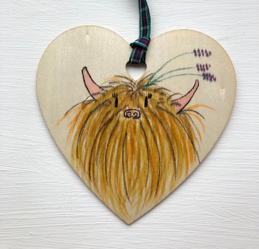 Highland Cow with Heather in her Horns, Hanging... - Folksy