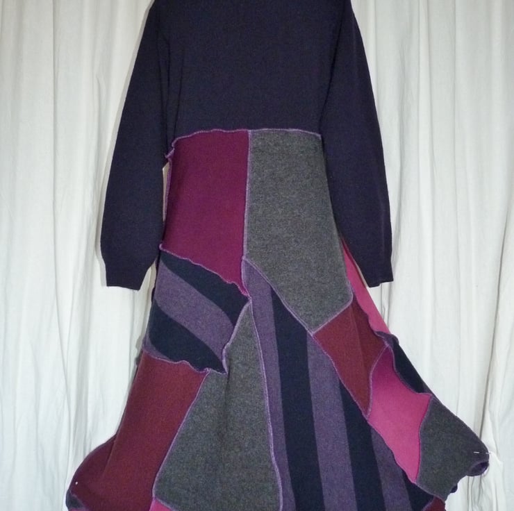 Upcycled Wool Sweater Dress in Blues and Purple... - Folksy