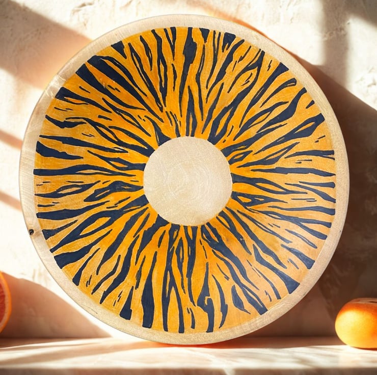 Tiger Print Wooden Bowl -Hand-Turned Tiger Them... - Folksy
