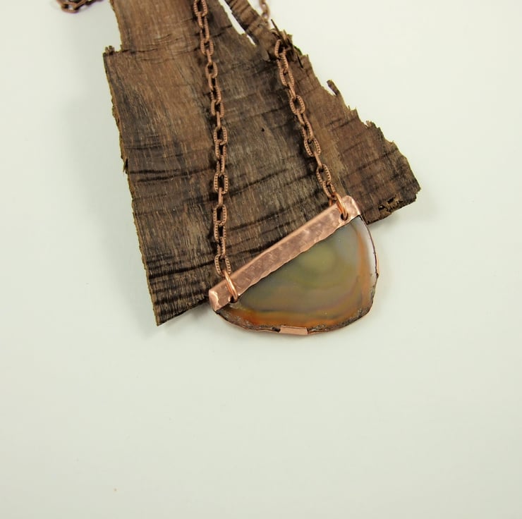 Natural Agate Slice Captured in Copper, Pendant... - Folksy