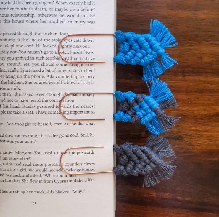 Handmade macrame paperclip bookmarks, journal t... - Folksy
