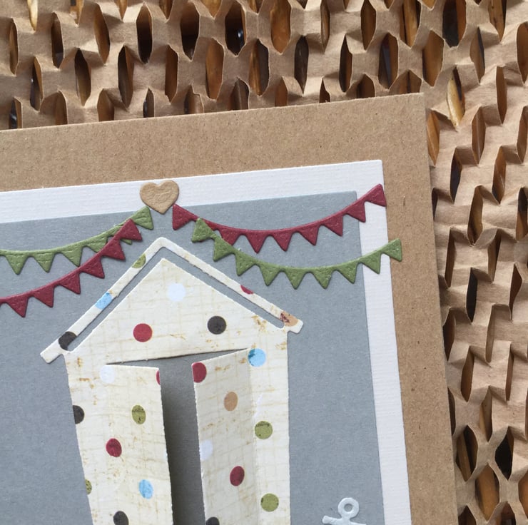 Sale - Spotted Beach Hut Card - Folksy