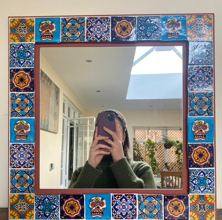 Handmade terracotta tile mirror - Folksy