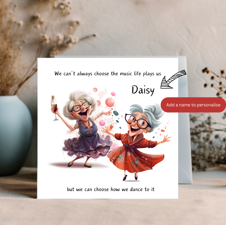 Funny Ladies dancing card, birthday, thinking o... - Folksy