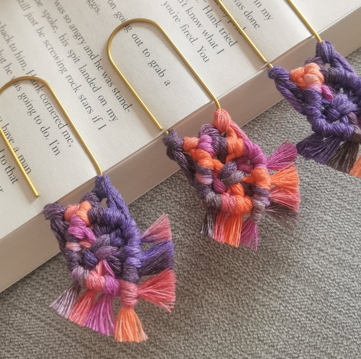 Handmade macrame jumbo paperclip bookmarks, pag... - Folksy