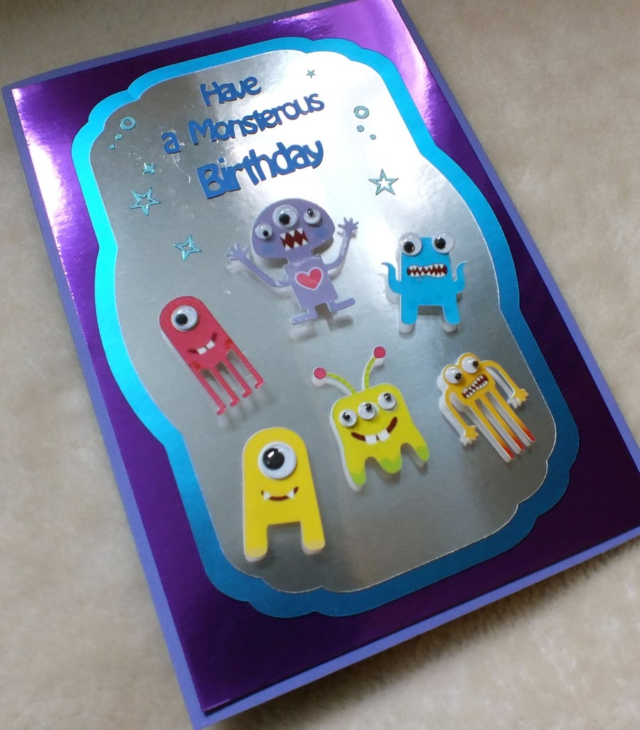 Handmade Fun Monster Birthday Card - Folksy