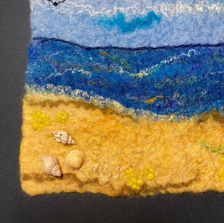 Coastal landscape, seascape, wet felted picture... - Folksy