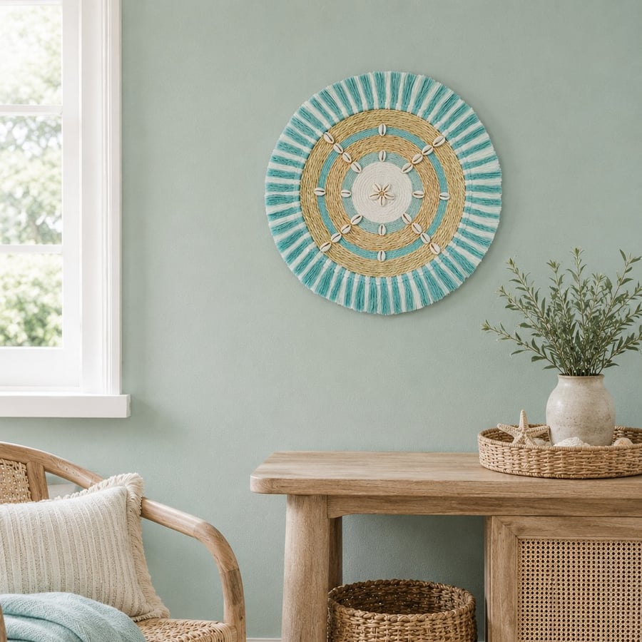 Mint Green, Off-White, Sisal & Shell Macram... - Folksy